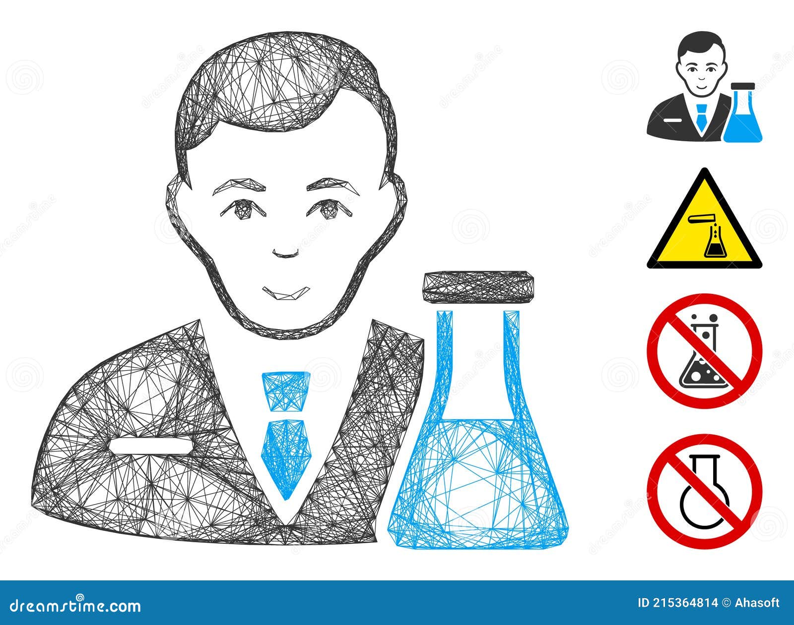 Linear Chemistry Man Vector Mesh Stock Vector - Illustration of ...