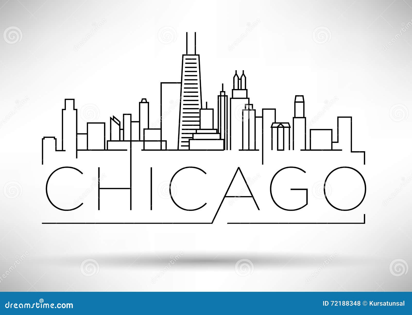 Linear Chicago City Silhouette with Typographic Design Stock ...
