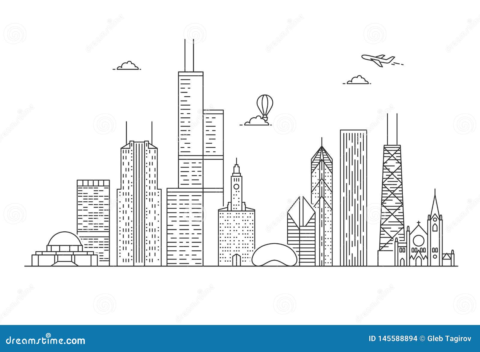Chicago City Map With Boroughs Grey Illustration Silhouette Shape ...