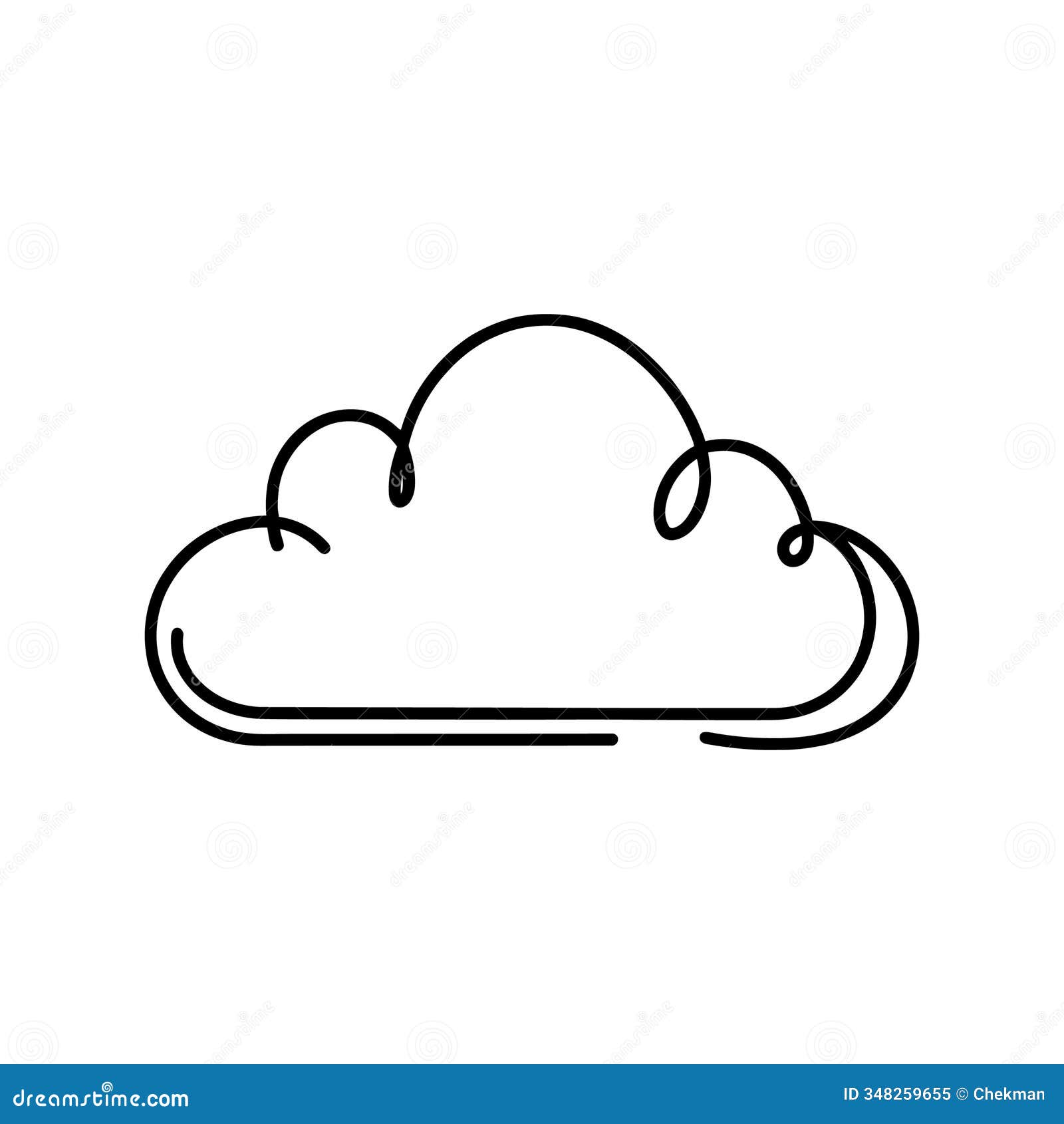 Linear Cloud Icon. Black and White Image of a Hand-drawn Cloud Stock ...