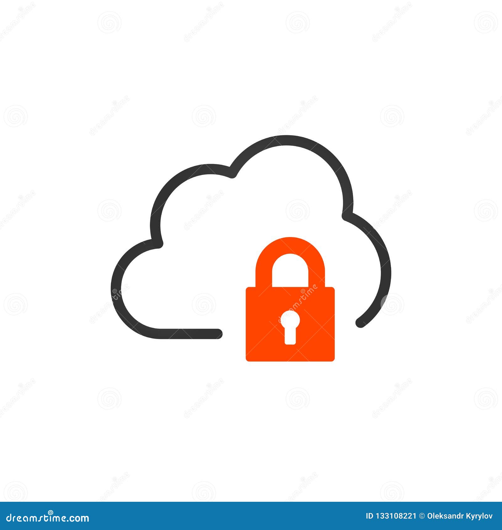 Linear Cloud Icon with Lock. Encrypted Data, Vpn Concept. Vector ...