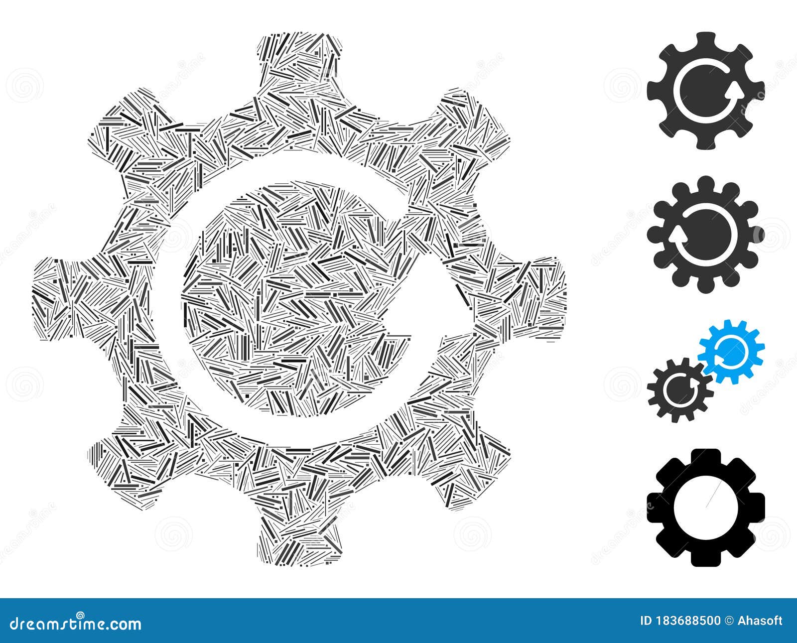 Linear Cog Rotation Direction Icon Vector Collage Stock Illustration ...
