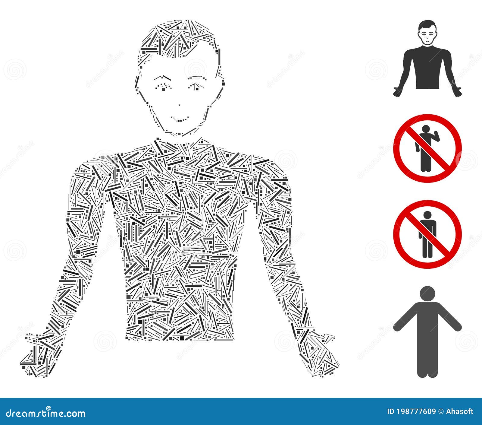 Linear Guy Body Icon Vector Mosaic Stock Vector - Illustration of ...