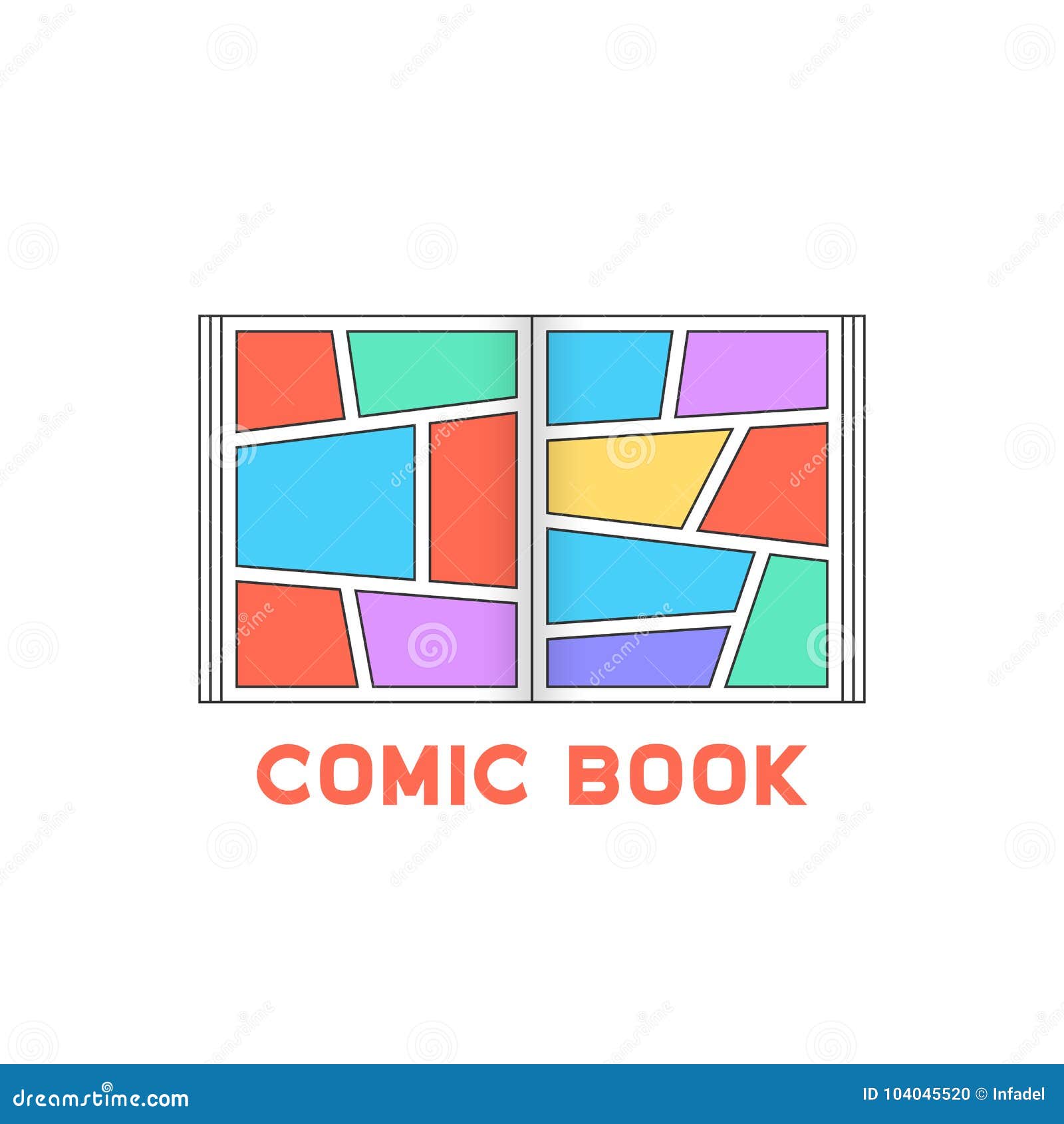 Linear Colored Comic Book Logo Stock Vector - Illustration of insignia ...