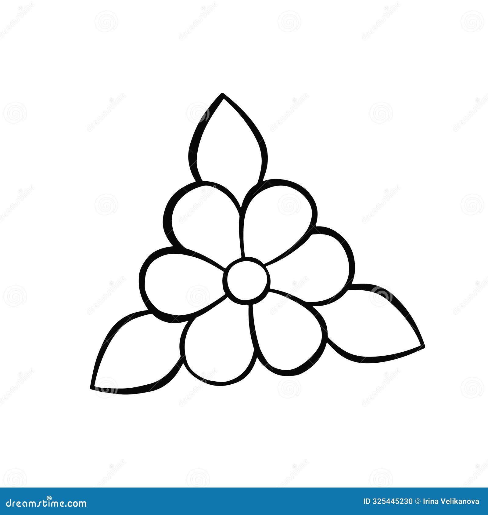 Linear Coloring Triangular Flower Decorative Outline, Vector ...