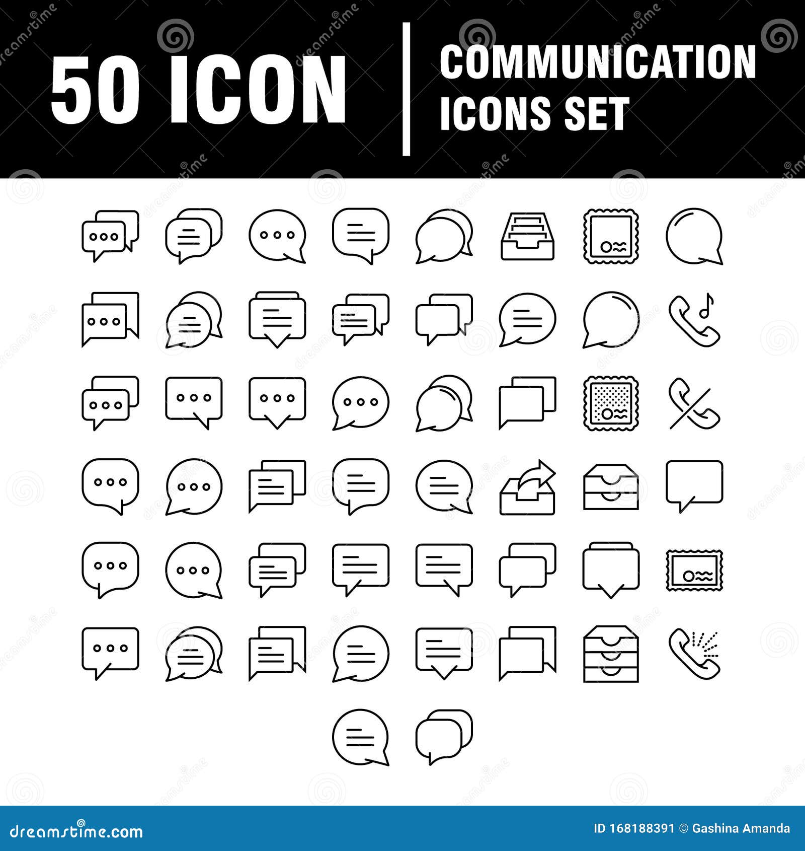 Linear Communication Icons Set. Universal Communication Icon To Use in ...