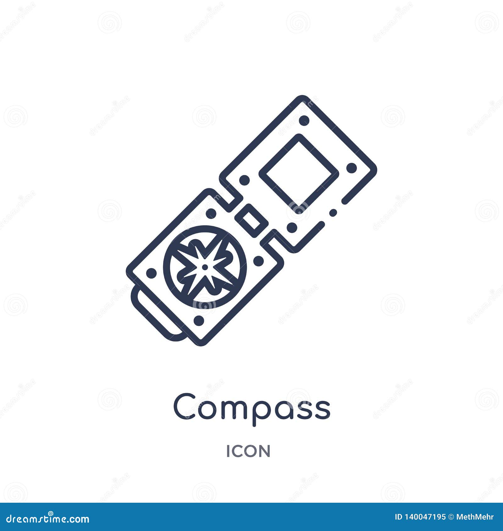 Linear Compass Icon from Army Outline Collection. Thin Line Compass ...