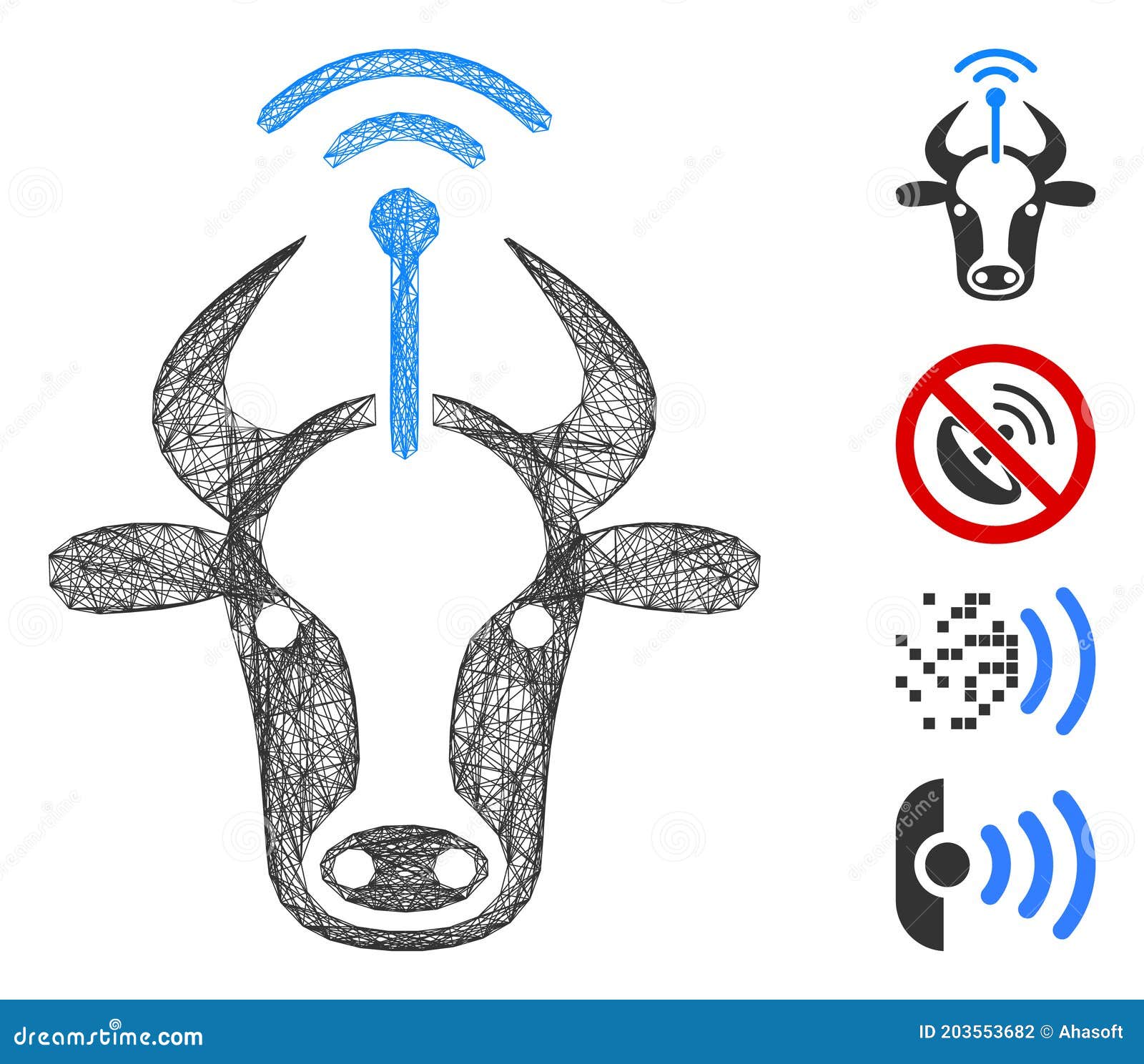 Linear Cow Radio Transmitter Vector Mesh Stock Illustration ...