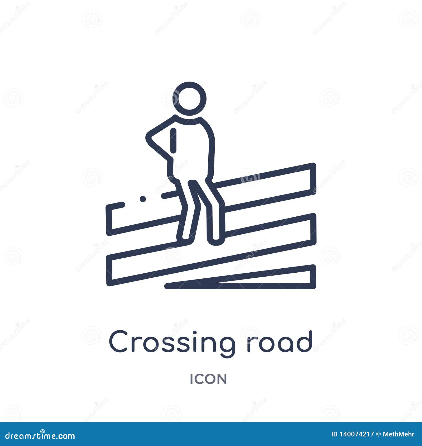 Linear Crossing Road Caution Icon from Maps and Flags Outline ...