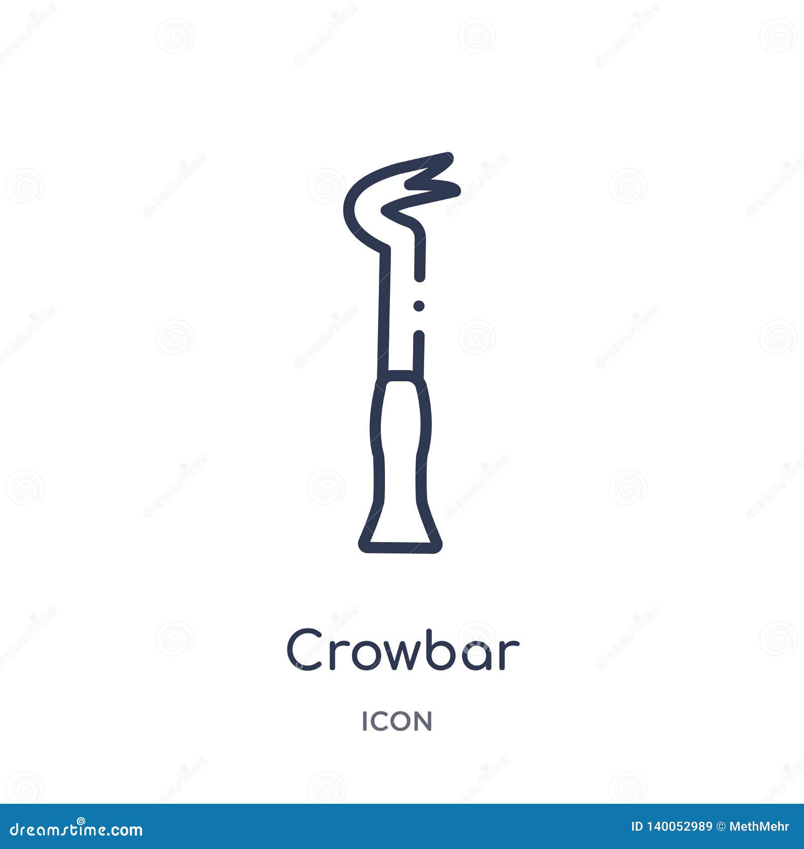 Linear Crowbar Icon from Construction Tools Outline Collection. Thin ...