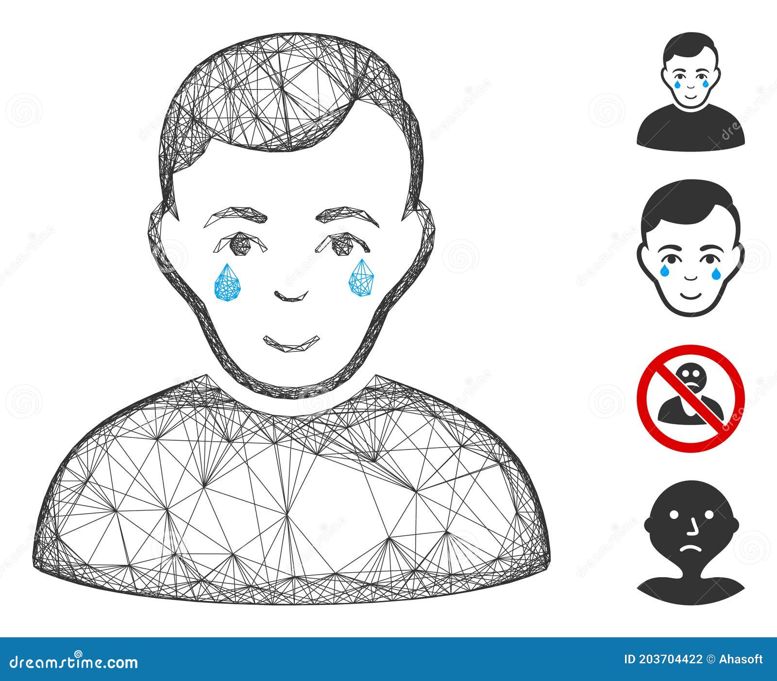 Linear Crying Boy Vector Mesh Stock Illustration - Illustration of ...