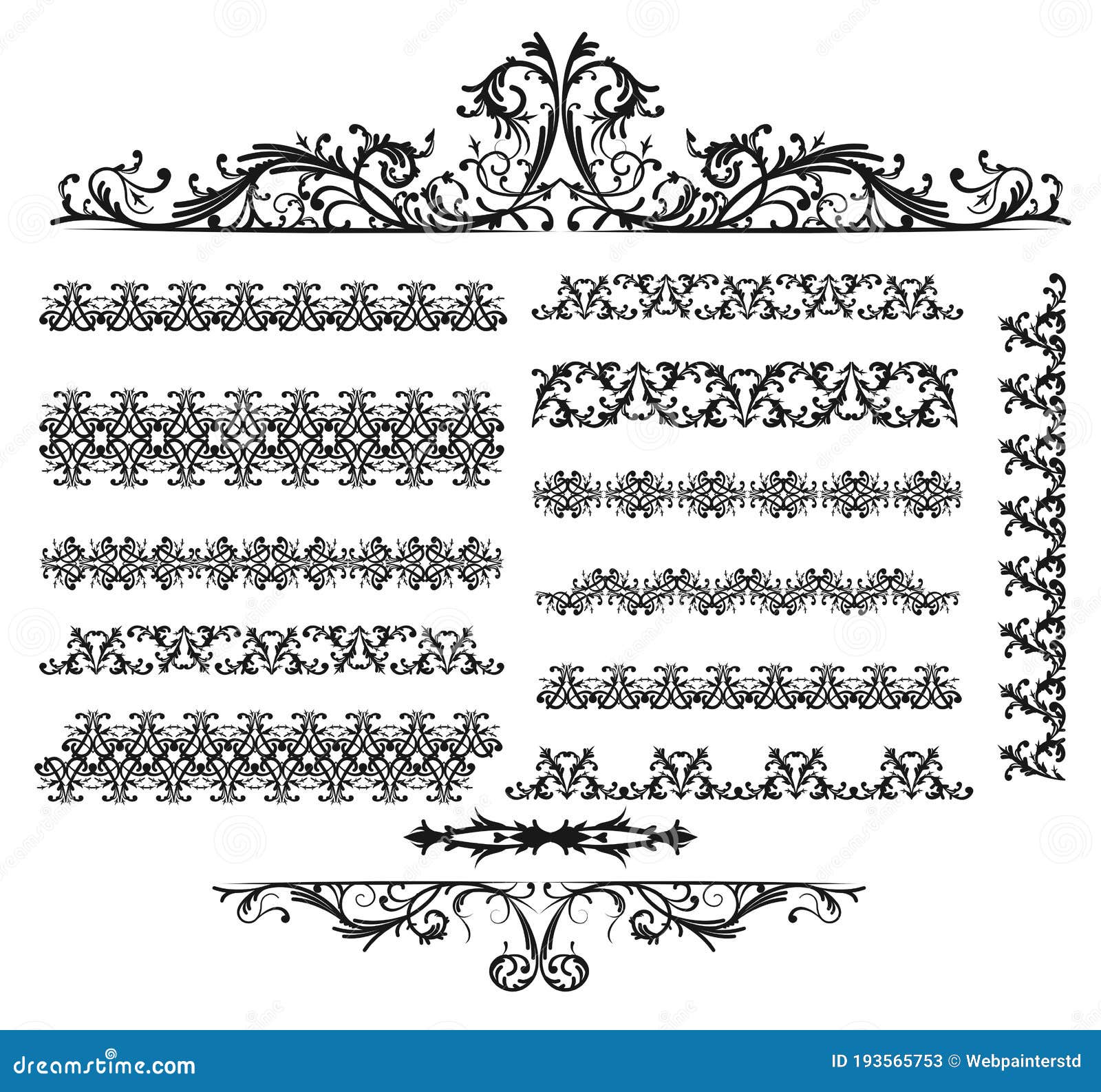 Linear Curly Ornament. Rich Elegant Decorative Pattern Line Outline ...