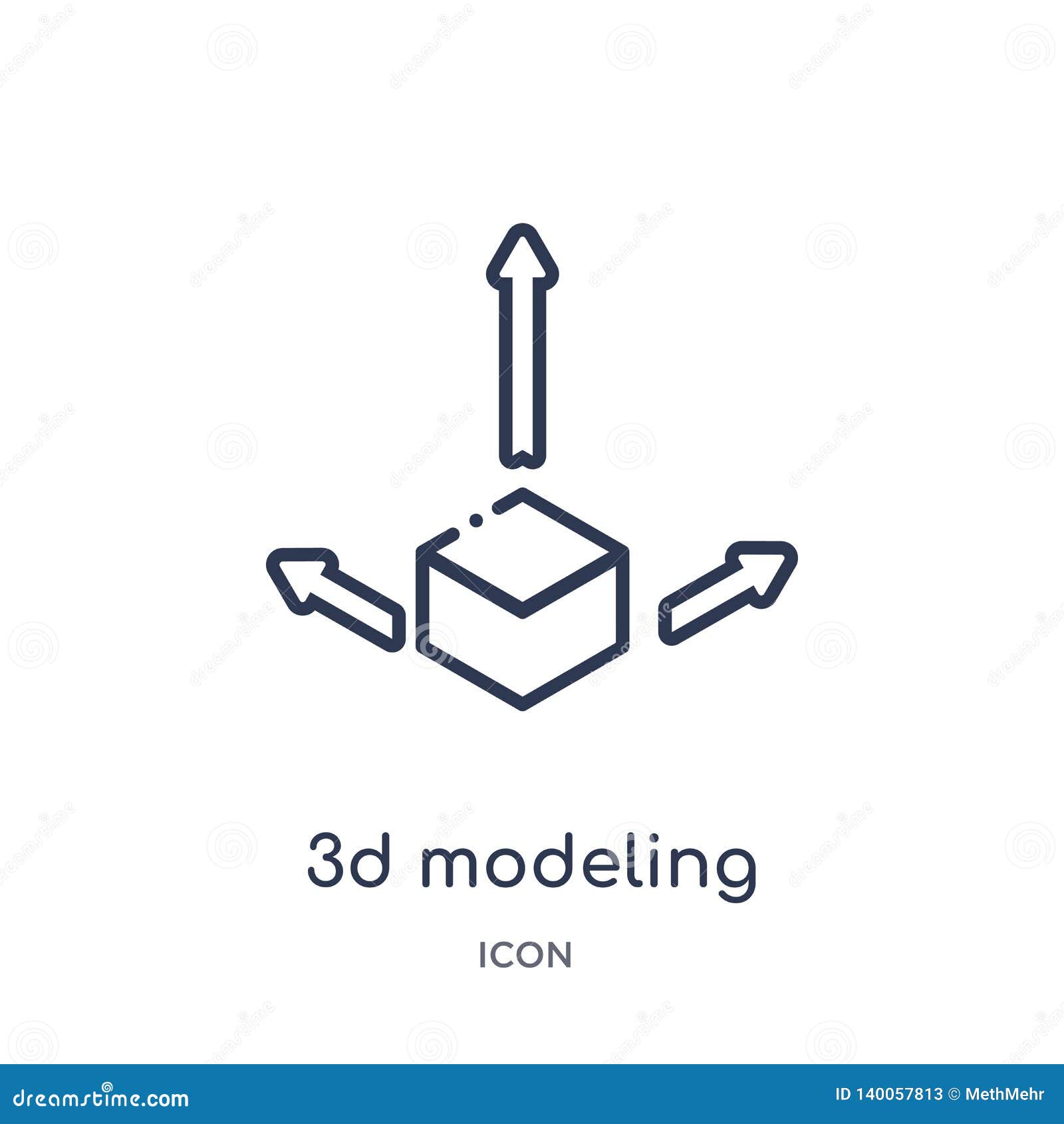 Linear 3d Modeling Icon from General Outline Collection. Thin Line 3d ...