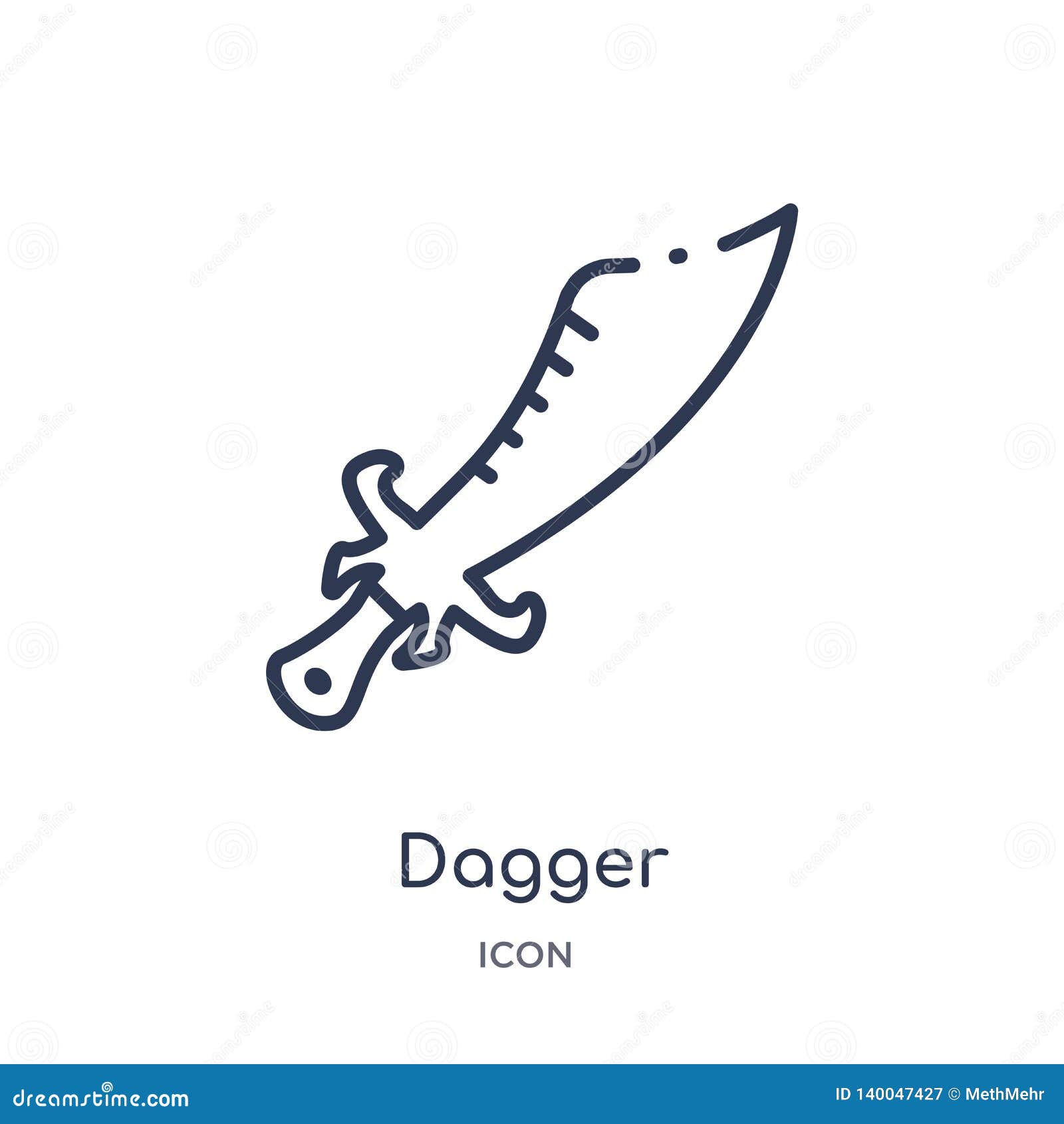 Linear Dagger Icon from Army Outline Collection. Thin Line Dagger ...