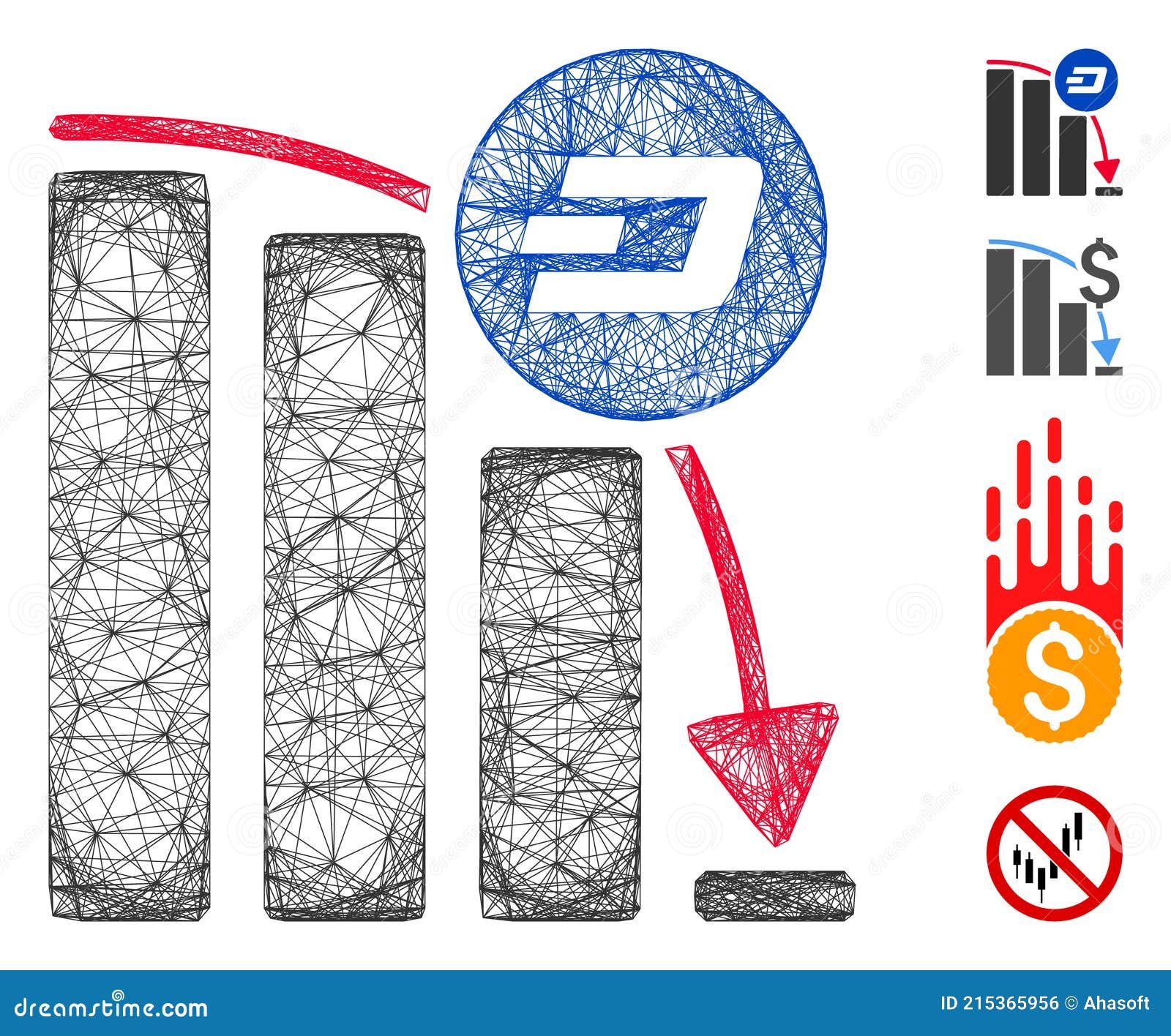 Linear Dashcoin Epic Fall Chart Vector Mesh Stock Vector - Illustration ...