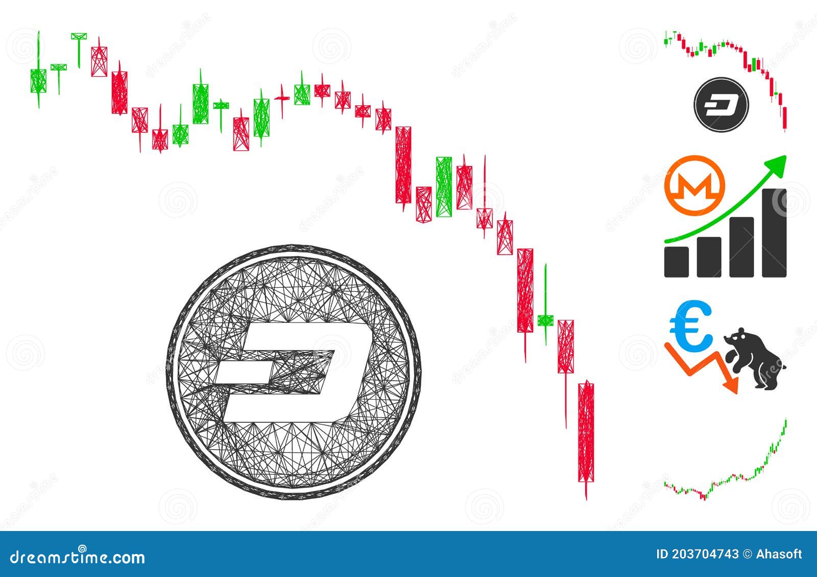 Linear Dashcoin Panic Fall Chart Vector Mesh Stock Illustration ... Linear Dashcoin Panic Fall Chart Vector Mesh Stock Illustration ...