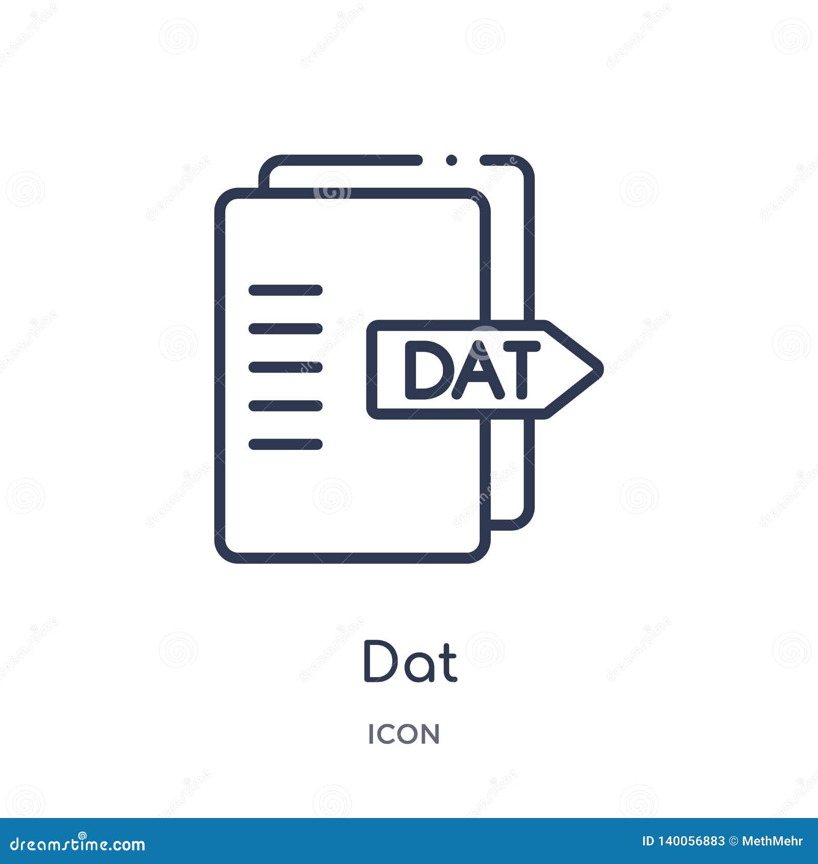 Linear Dat Icon From File Type Outline Collection. Thin Line Dat Vector ...
