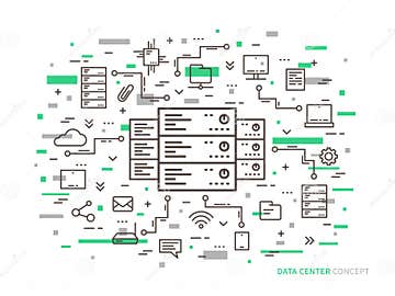 Linear data center stock vector. Illustration of center - 87066537