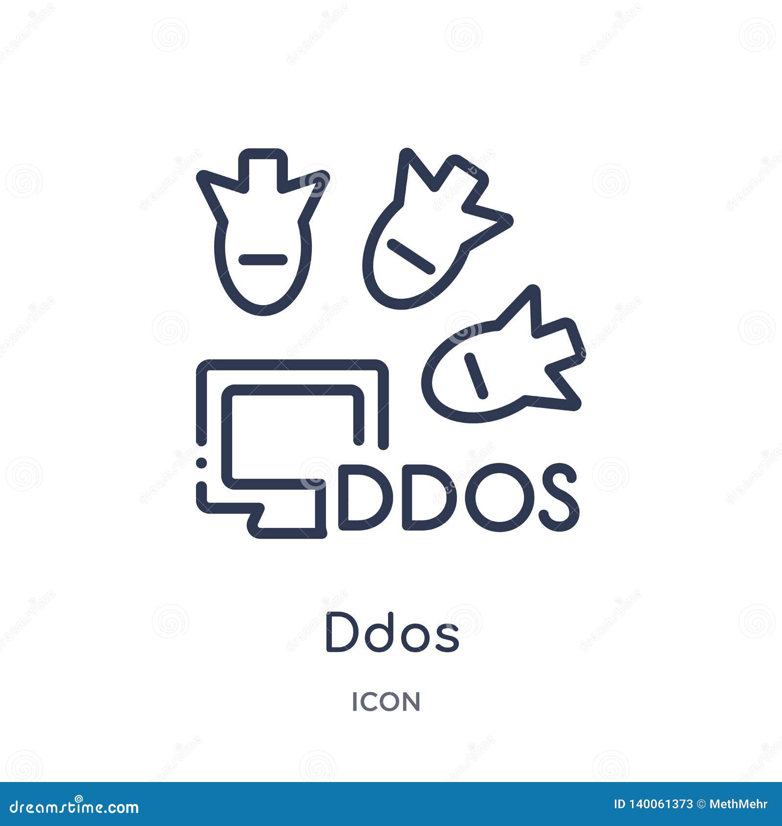 Ddos Icon Vector Illustration. Flat Outline Cartoon. Cyber Security ...