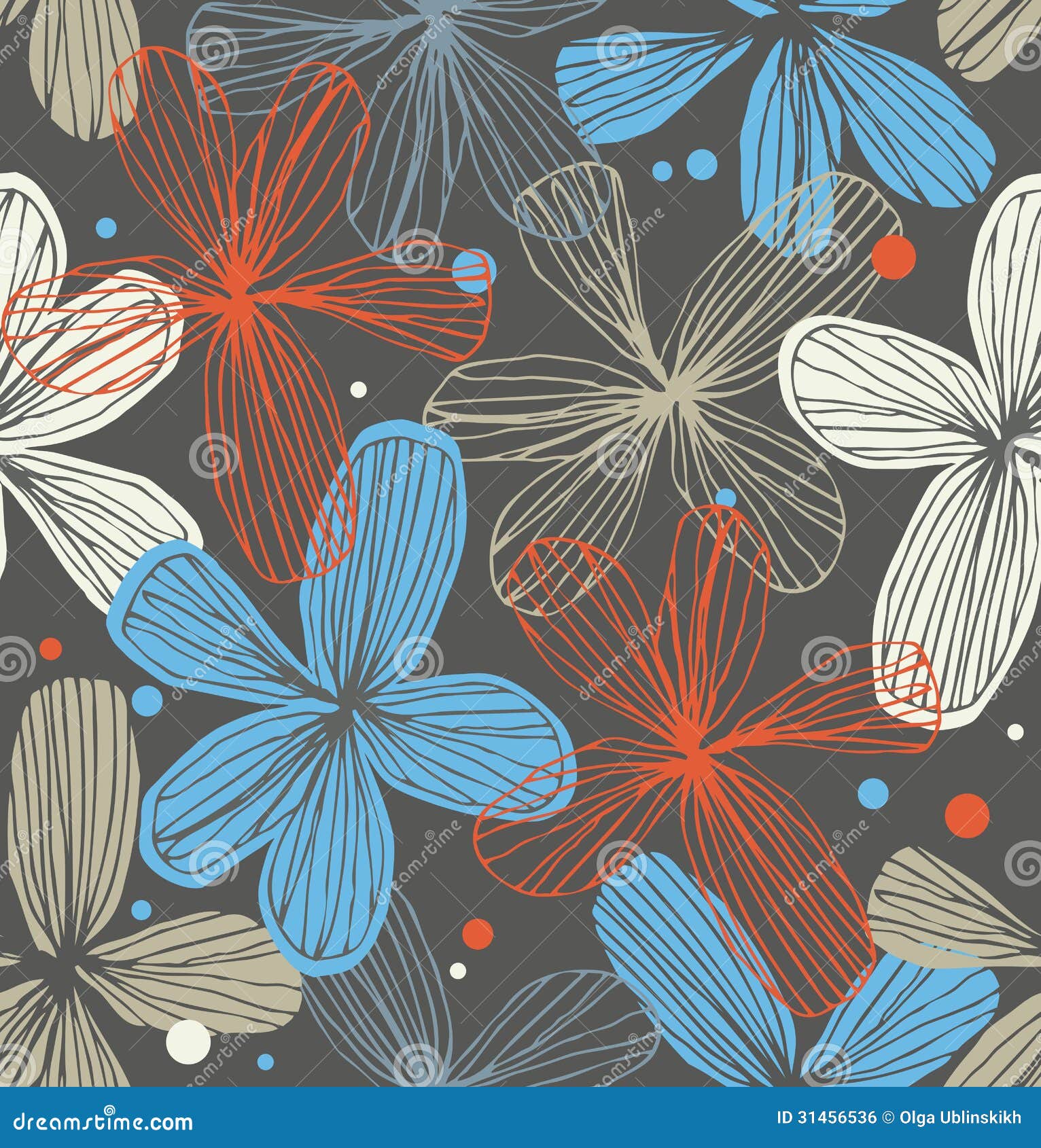 Linear Decorative Seamless Lacy Pattern with Flowe Stock Vector ...