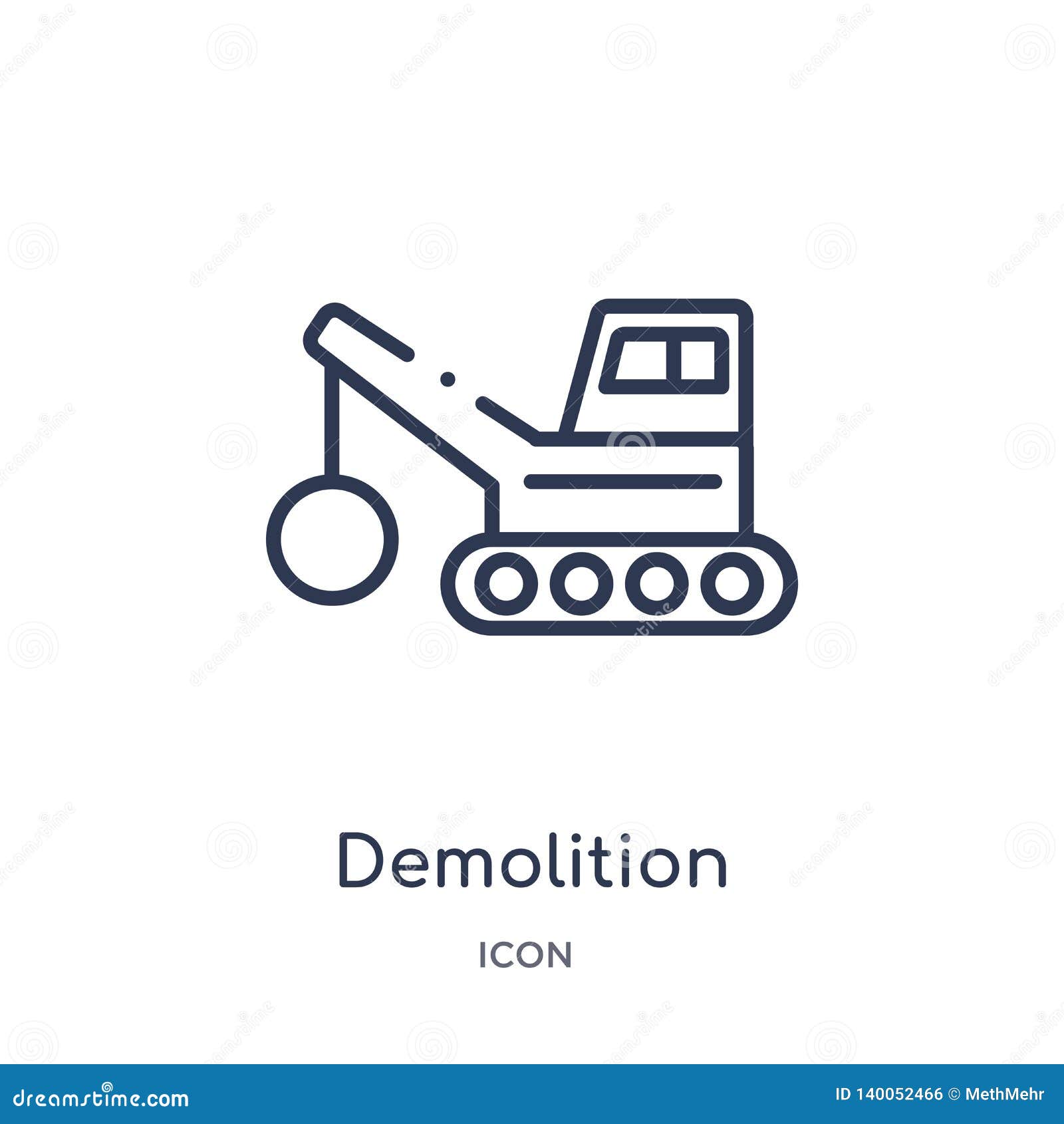 Linear Demolition Icon from Construction Outline Collection. Thin Line ...