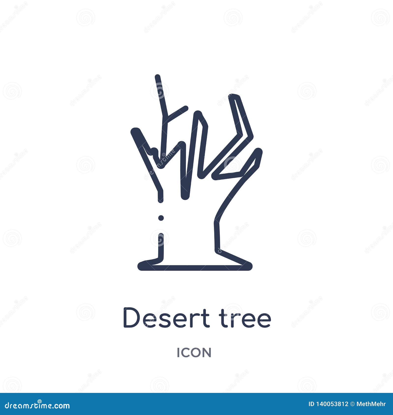 Linear Desert Tree Icon from Desert Outline Collection. Thin Line ...