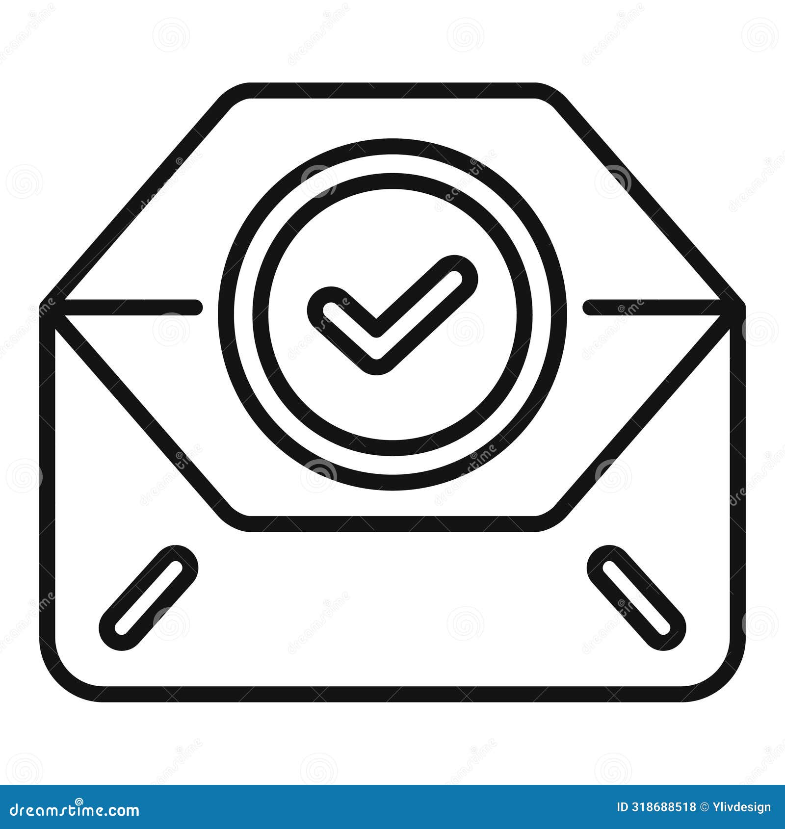 Linear Design of a Sealed Envelope with a Check Mark, Symbolizing ...