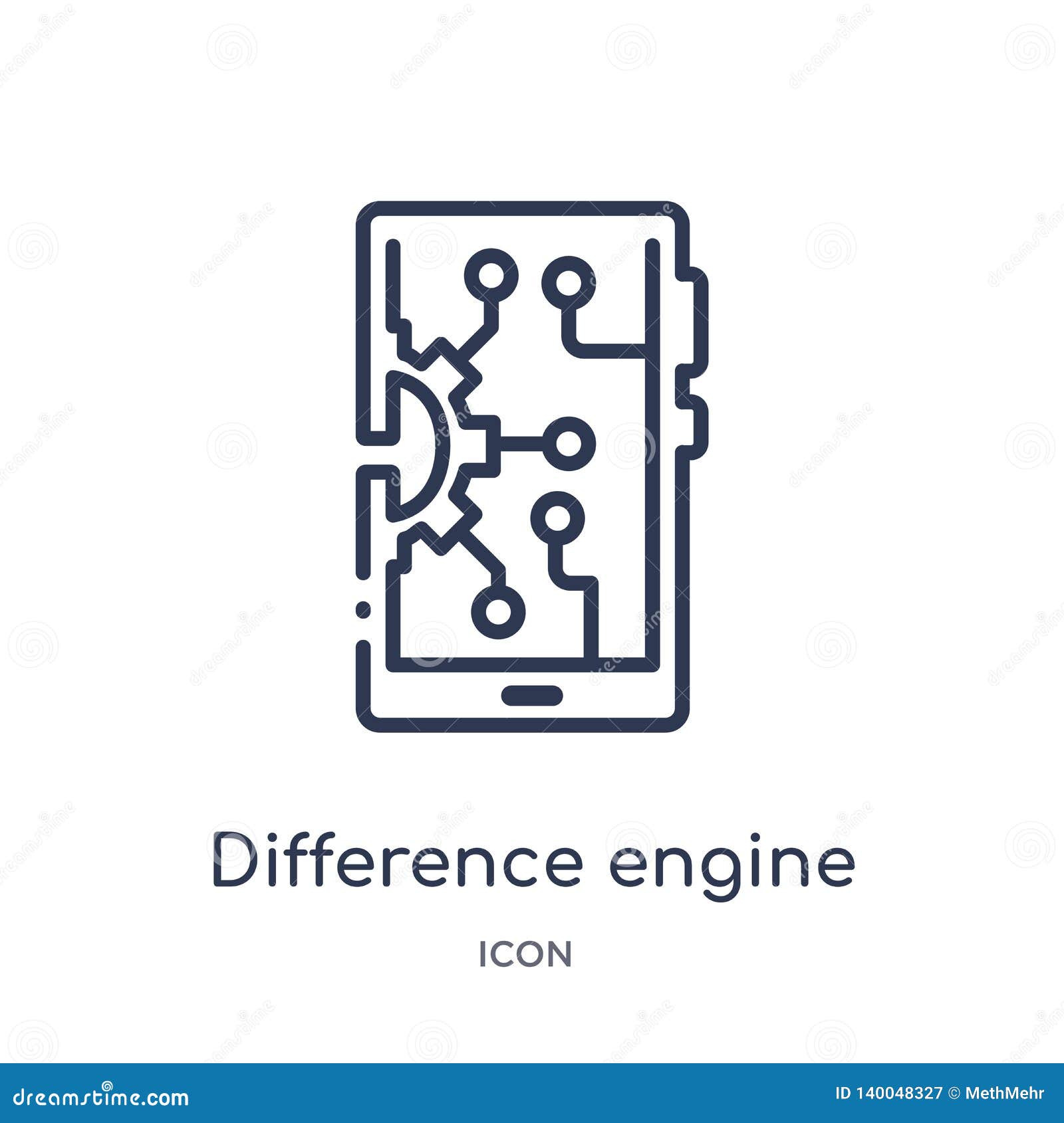 Difference Engine Vector Icon In 6 Different Modern Styles. Black, Two ...