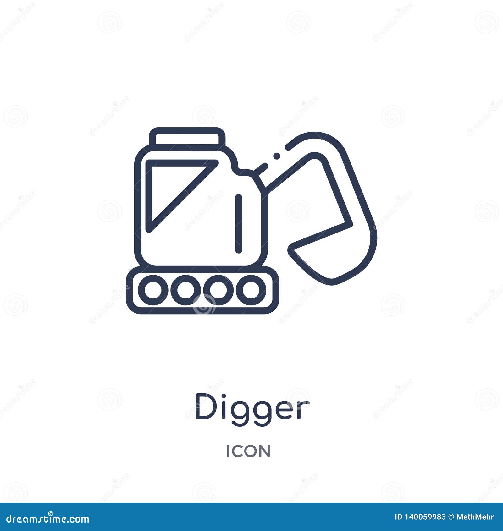 Linear Digger Icon from History Outline Collection. Thin Line Digger ...