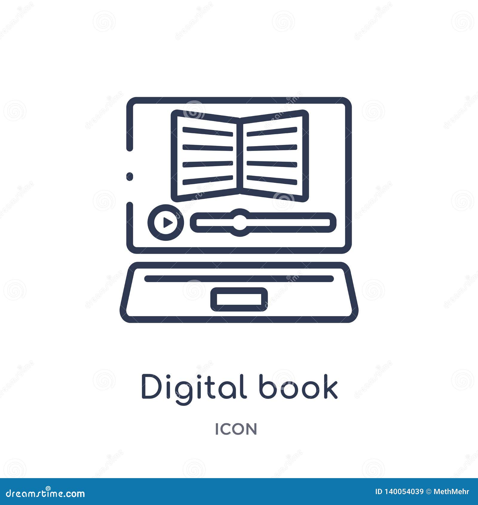Linear Digital Book Icon from Elearning and Education Outline ...