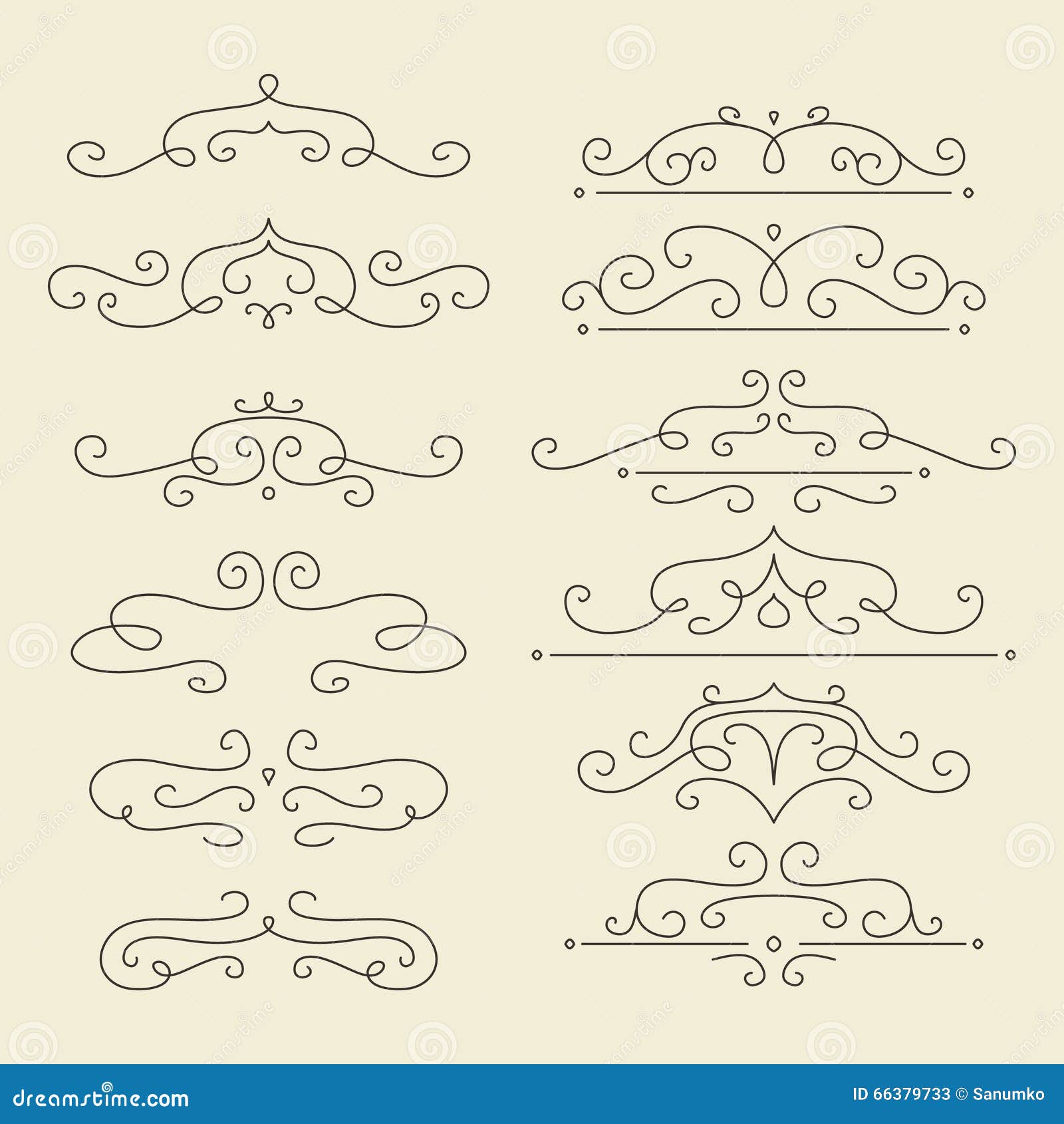Linear Dividers for Page Decoration Stock Vector - Illustration of ...