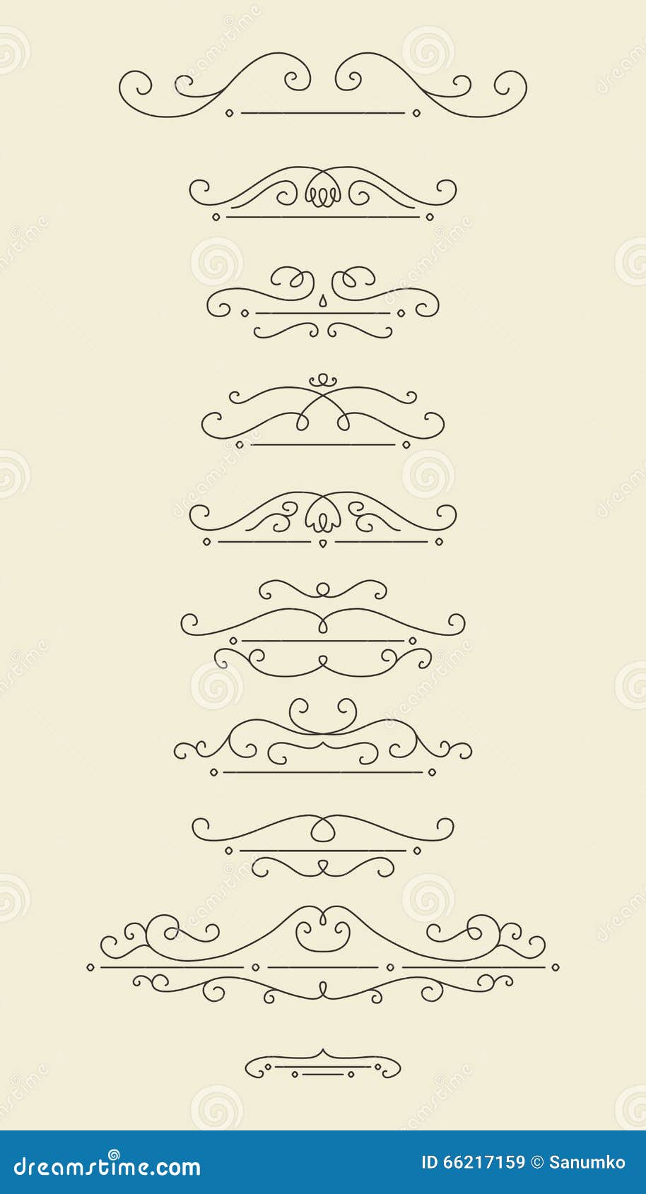 Linear Dividers for Page Decoration Stock Vector - Illustration of ...