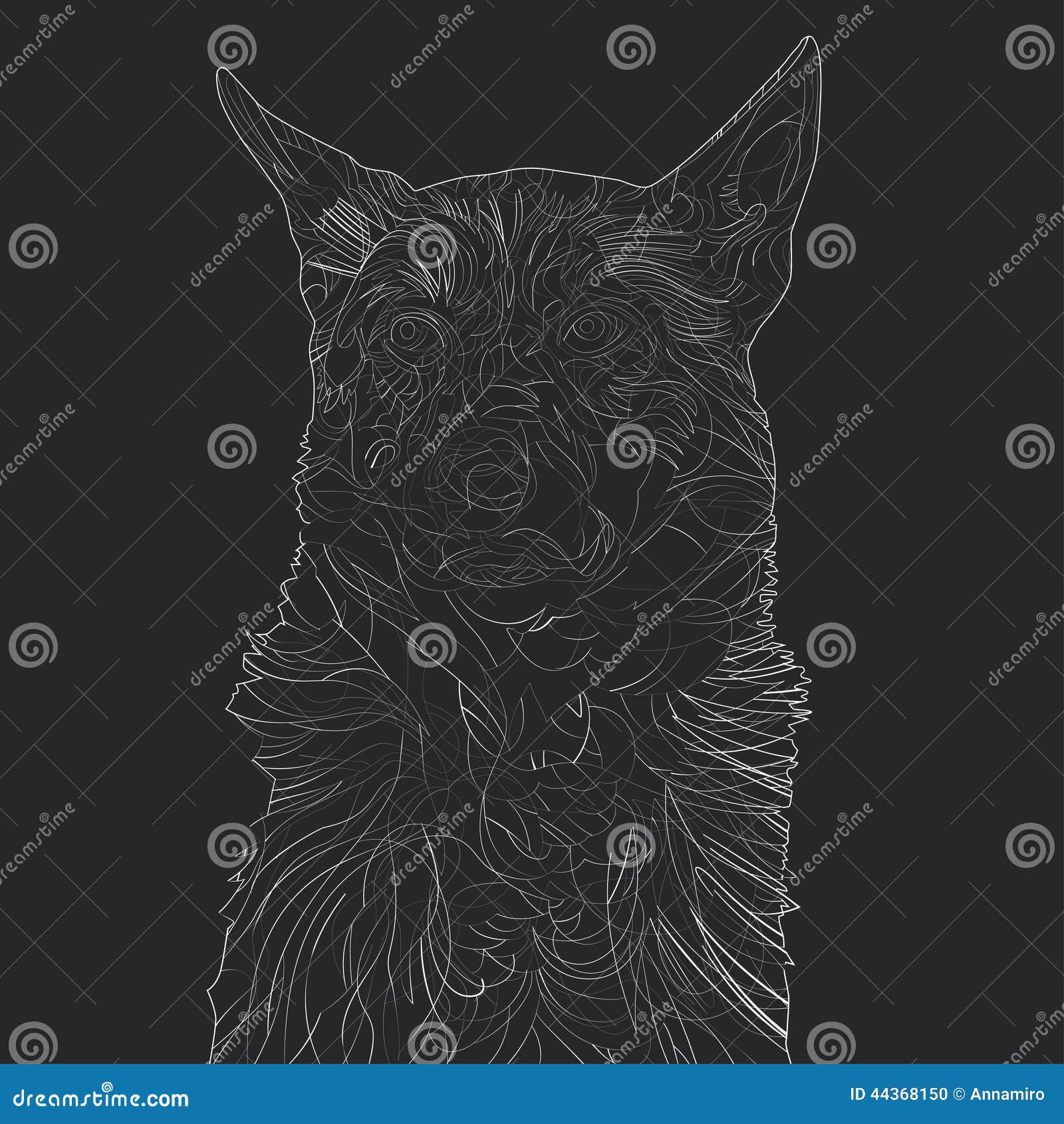 Linear dog portrait. stock vector. Illustration of protect - 44368150