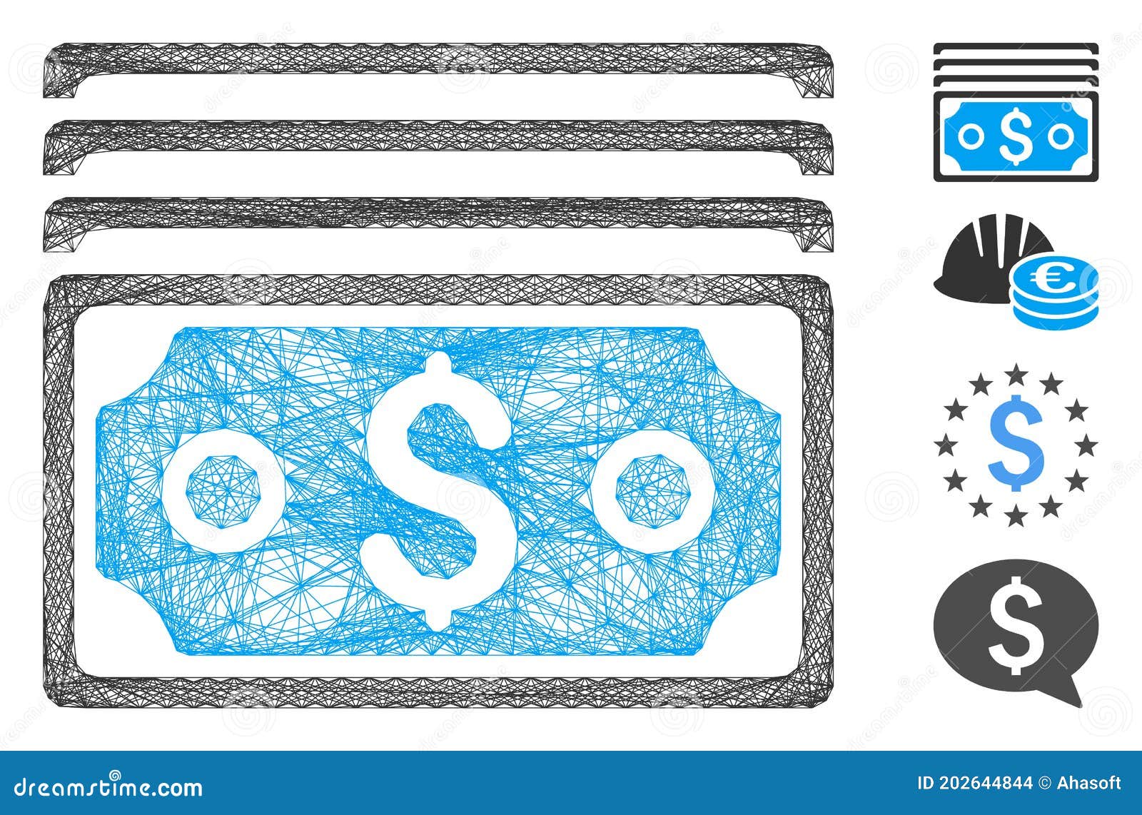 Linear Dollar Banknotes Vector Mesh Stock Vector - Illustration of ...