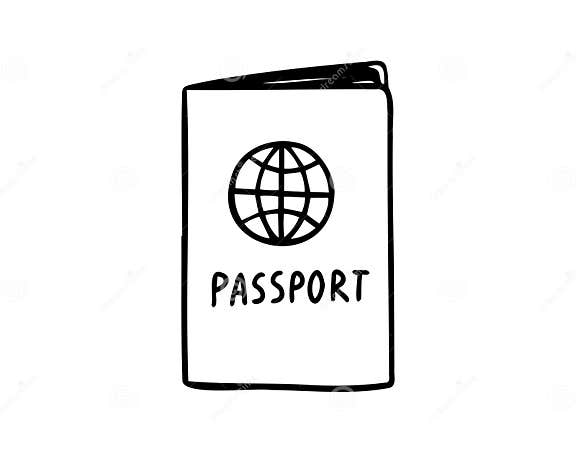 Linear Doodle Hand Drawn Passport On White Background Outline Drawing