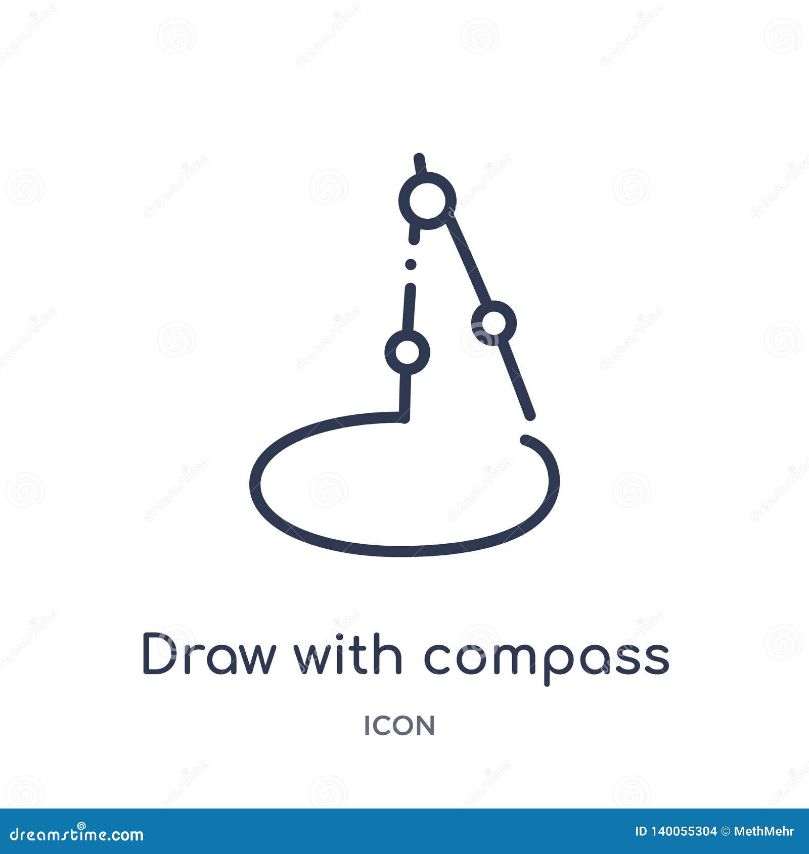 Linear Draw with Compass Icon from Education Outline Collection. Thin ...