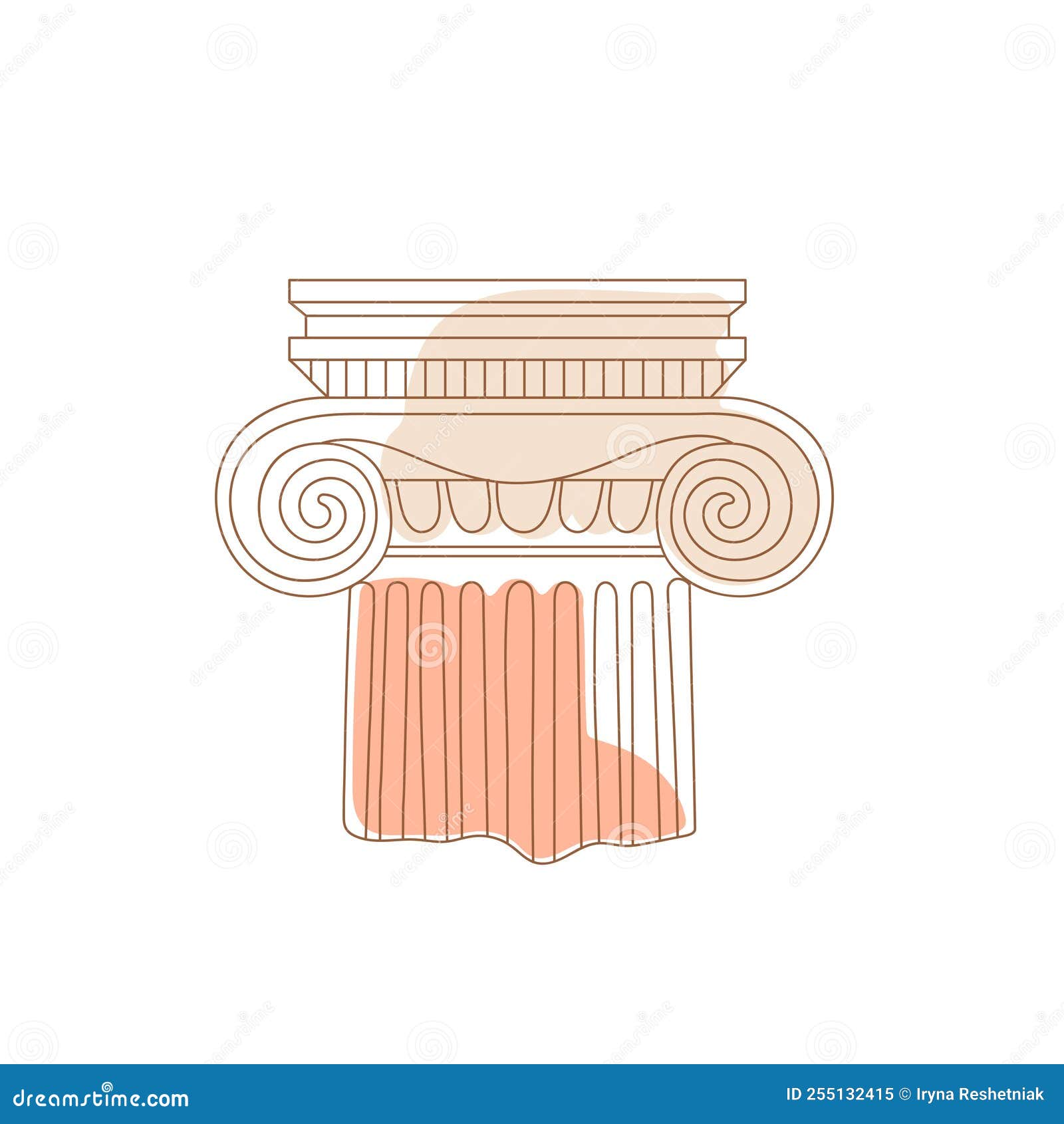 Linear Drawing Ancient Greek Column. Stock Vector - Illustration of ...