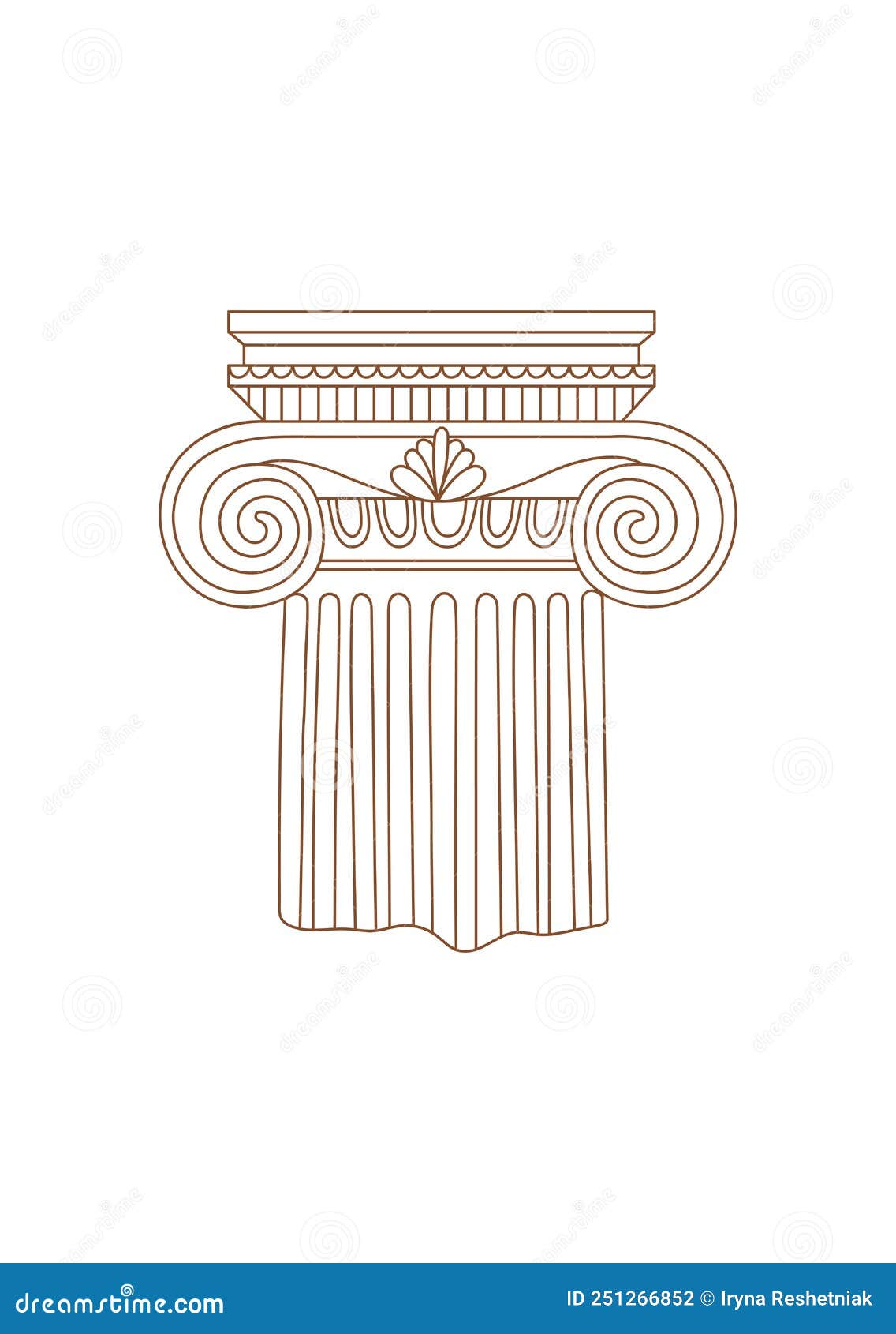 Linear Drawing Ancient Greek Column. Architect Symbol Ionic Column ...