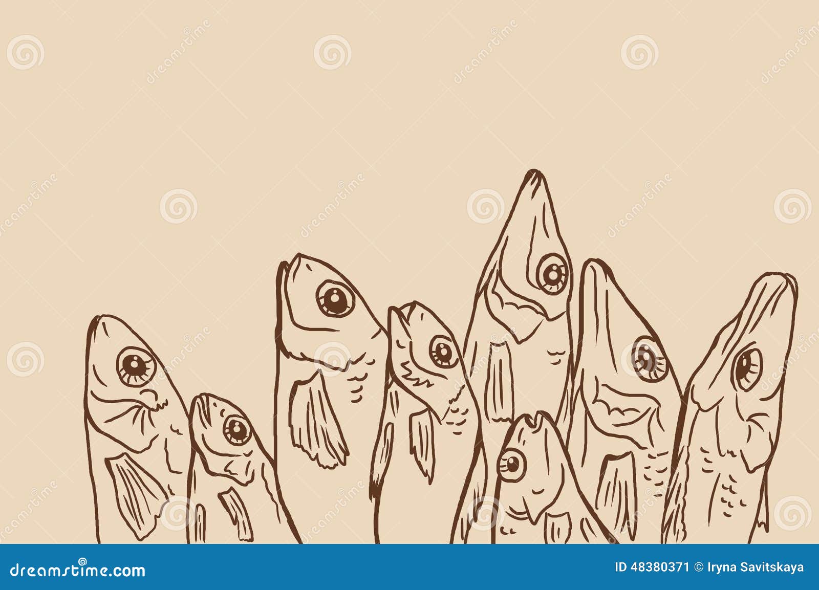 Linear drawing dried fish stock illustration. Illustration of fishing ...