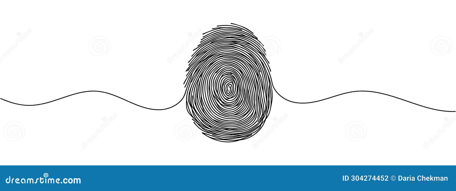 Linear Drawing Of A Fingerprint. Continuous Line Drawing Of Biometric ...