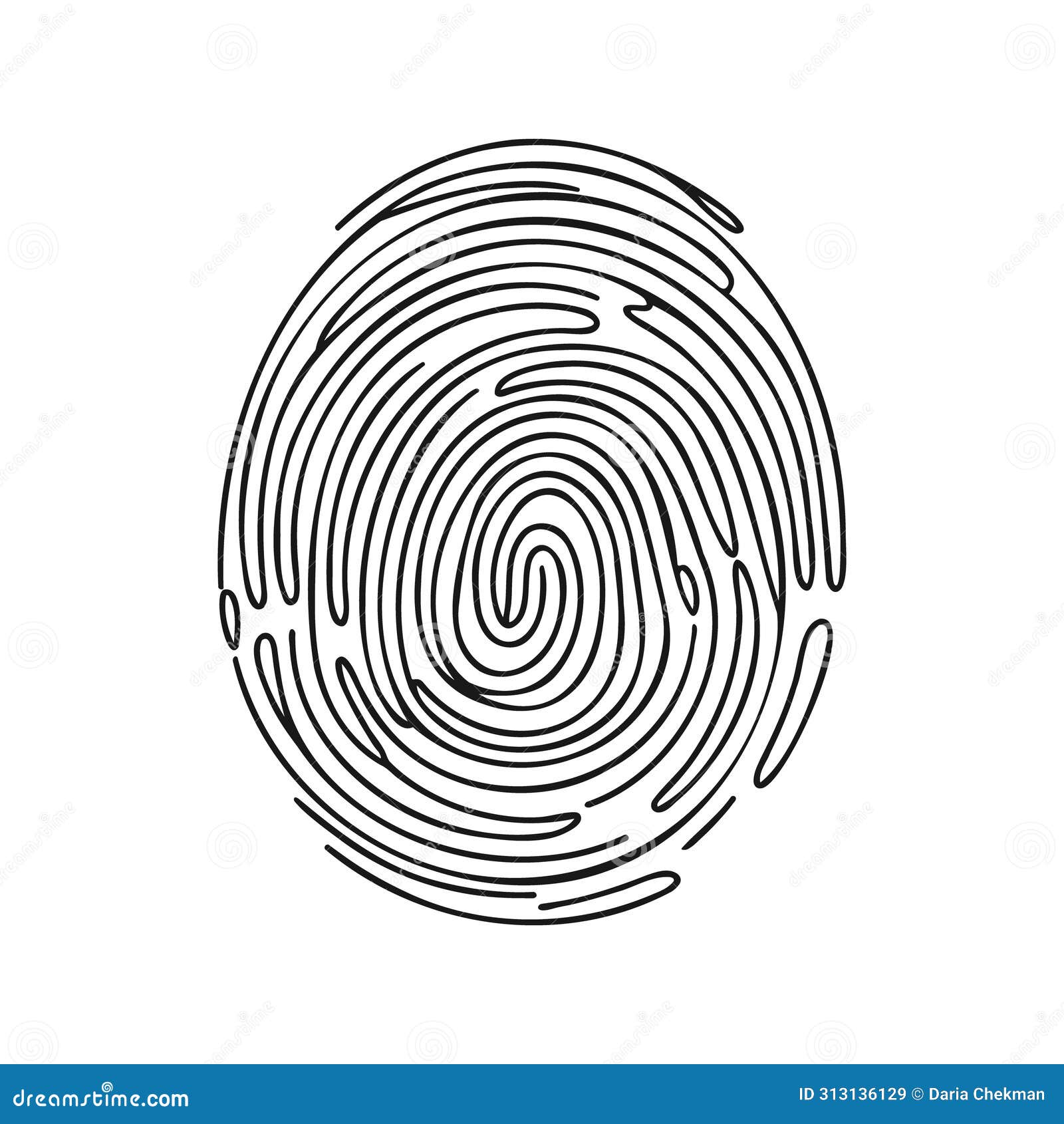Linear Drawing Of A Fingerprint. Continuous Line Drawing Of Biometric ...