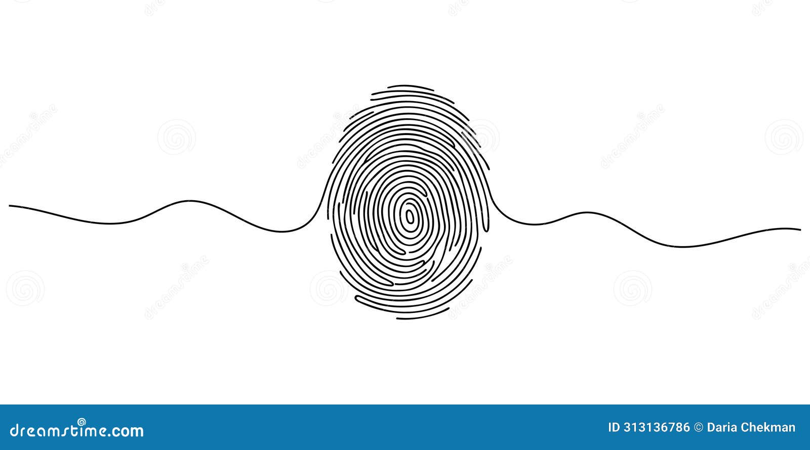Linear Drawing Of A Fingerprint. Continuous Line Drawing Of Biometric ...