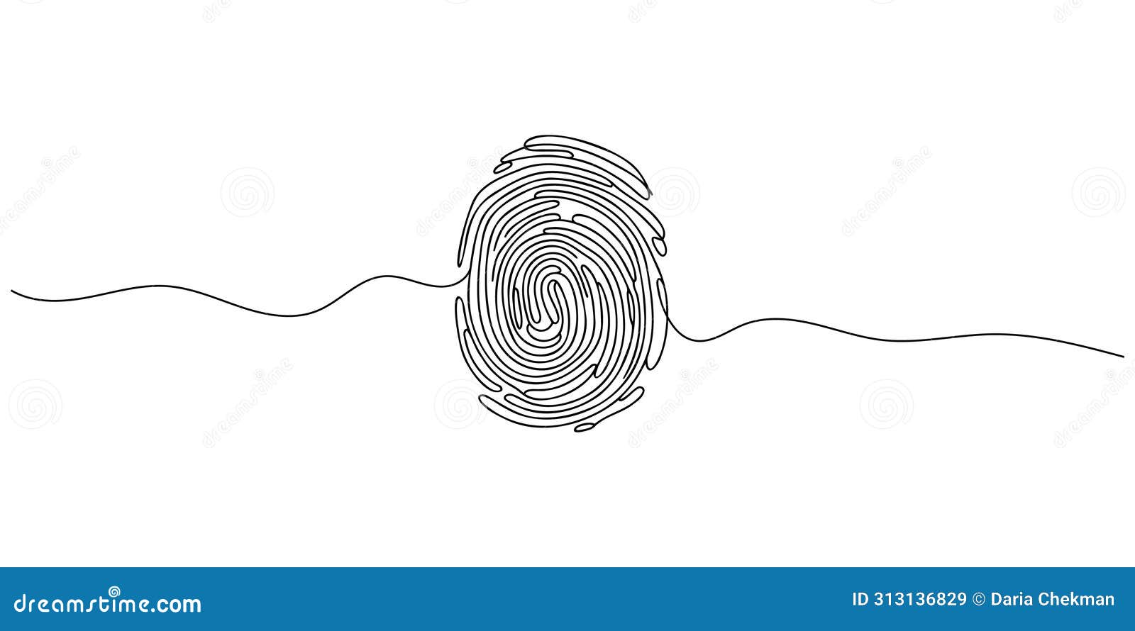 Linear Drawing Of A Fingerprint. Continuous Line Drawing Of Biometric ...