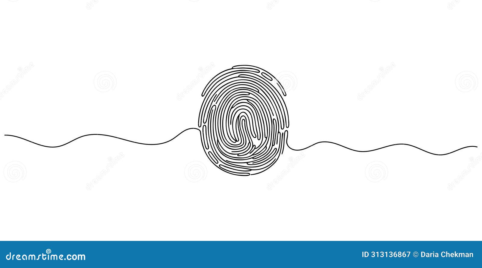 Linear Drawing Of A Fingerprint. Continuous Line Drawing Of Biometric ...
