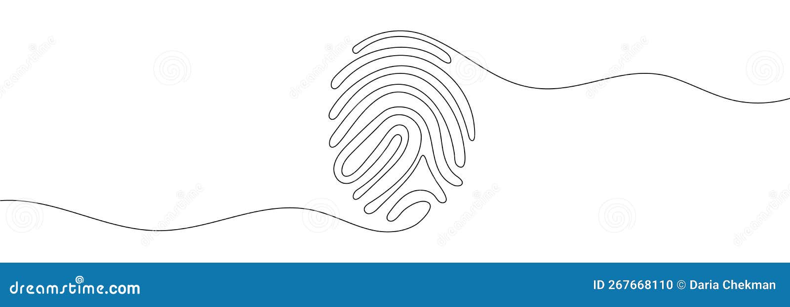 Linear Drawing Of A Fingerprint. Continuous Line Drawing Of Biometric ...