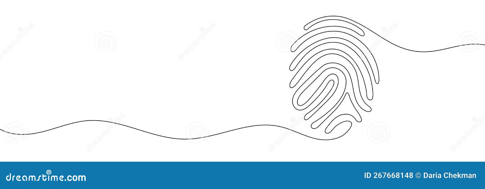 Linear Drawing Of A Fingerprint. Continuous Line Drawing Of Biometric ...