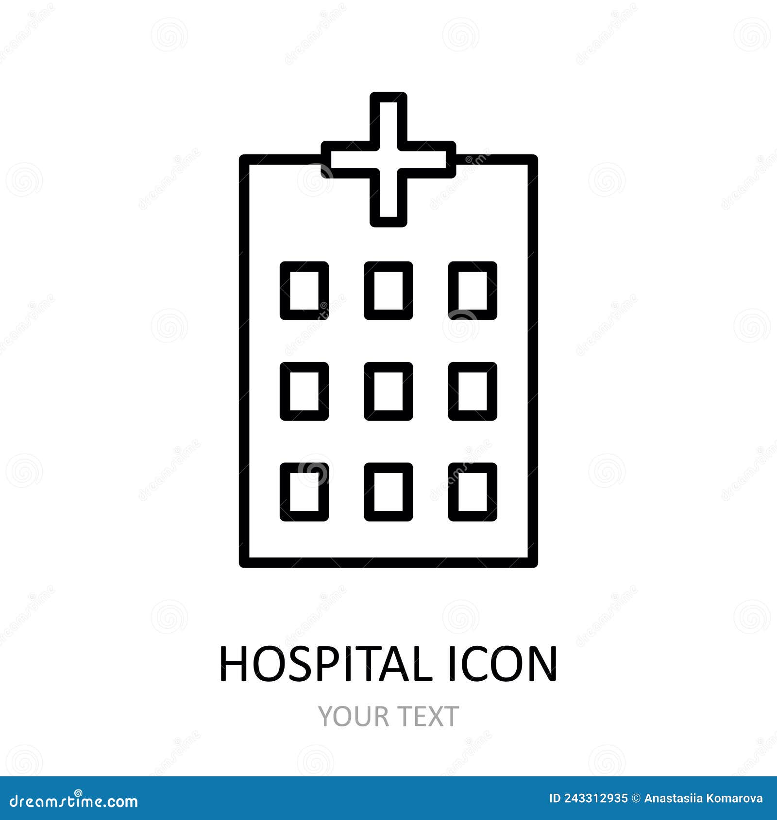 Linear Drawing of Hospital. Vector Icon Stock Vector - Illustration of ...