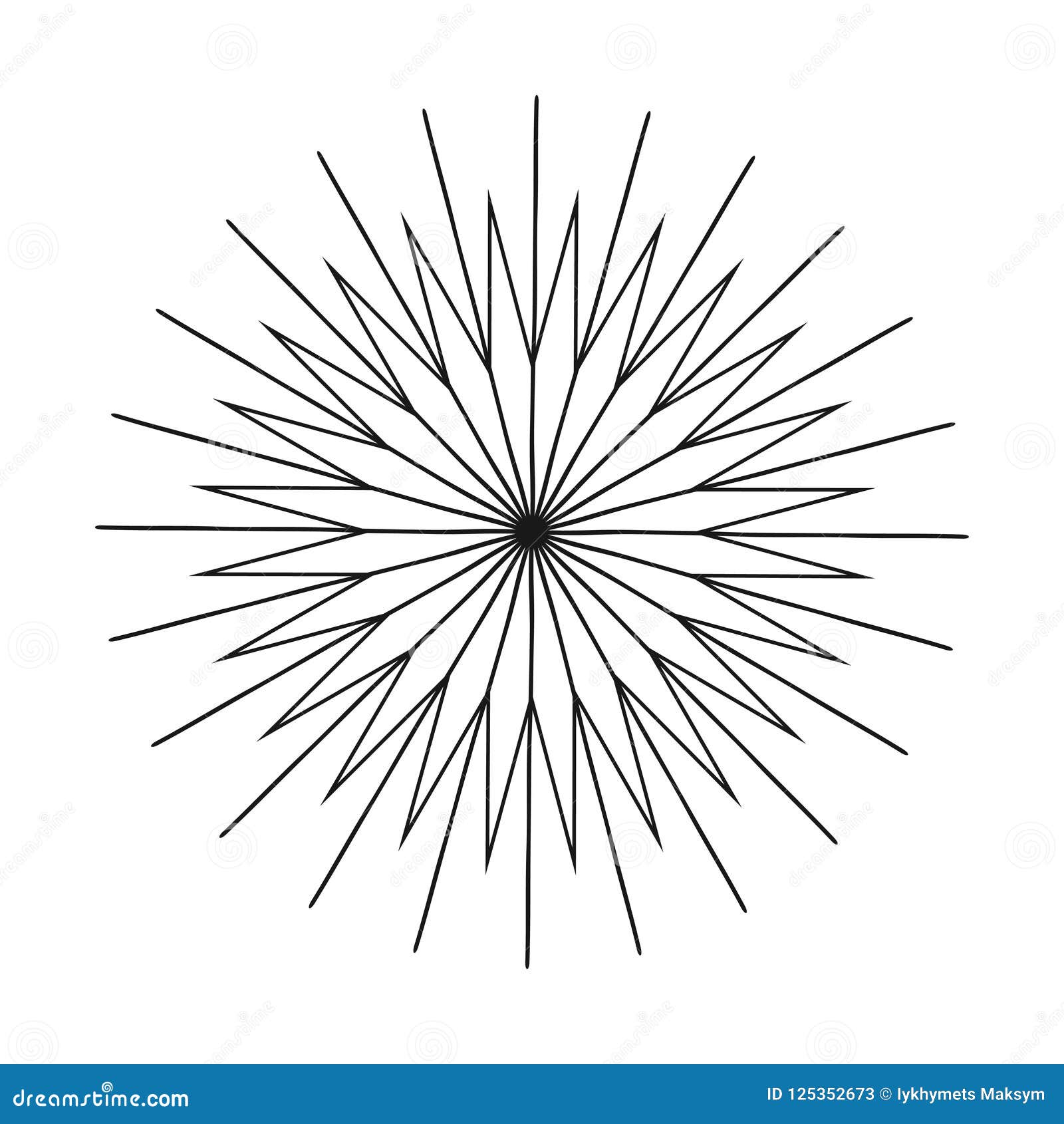 Linear Drawing of Rays of the Sun in Vintage Style. Stock Illustration ...