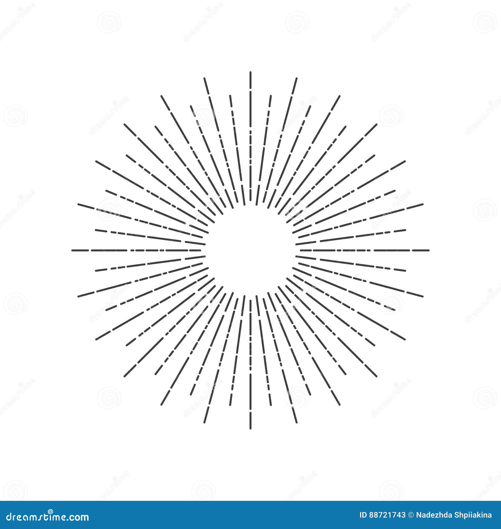 Linear Drawing of Rays of the Sun in Vintage Style. Thin Line Vector ...