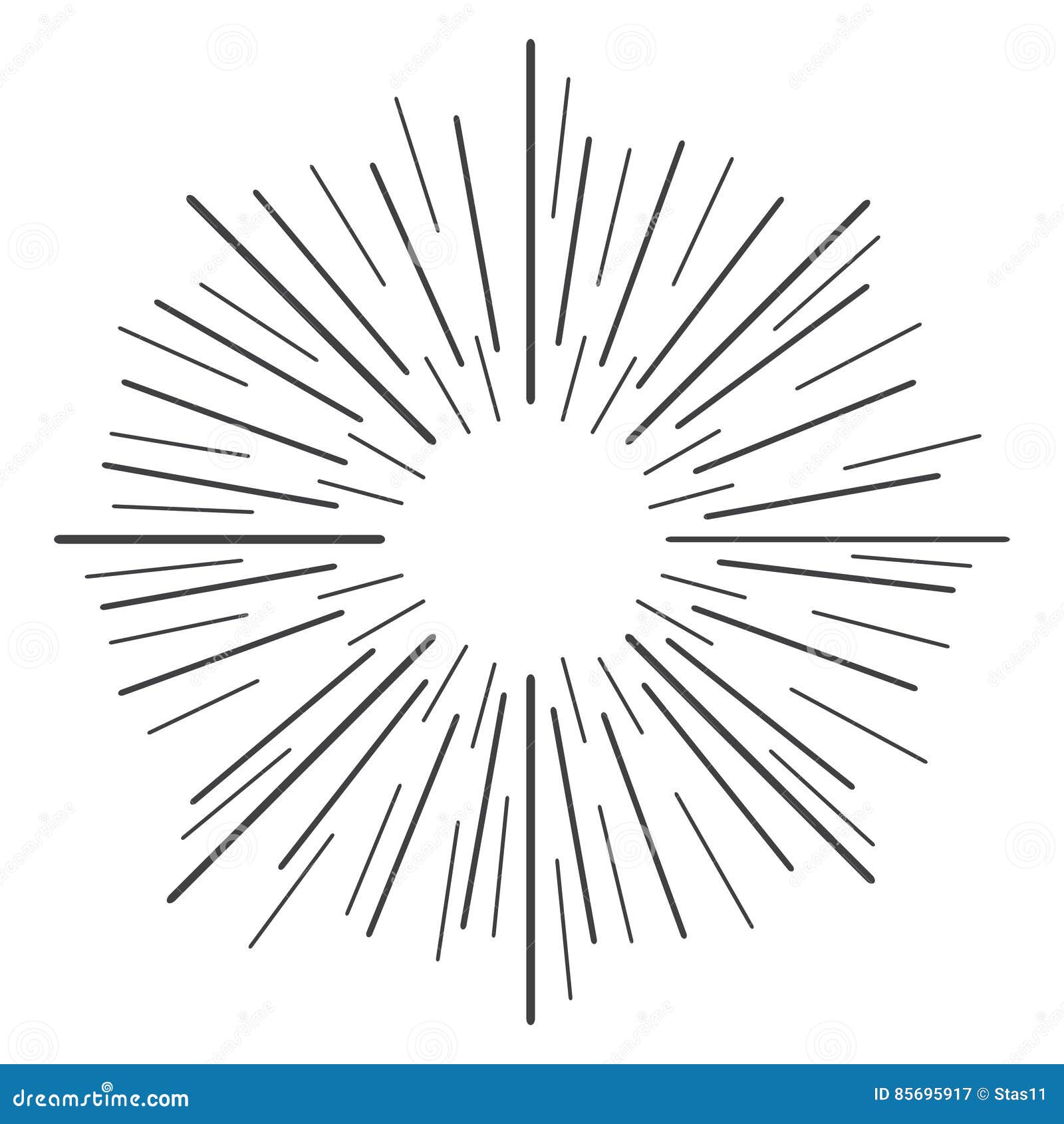 Linear Drawing of Rays of the Sun in Vintage Style. Vector Illustration ...